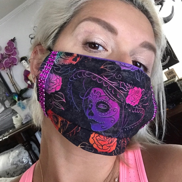 Hand Crafted | Accessories | Halloween Face Mask Day Of Dead Bling ...